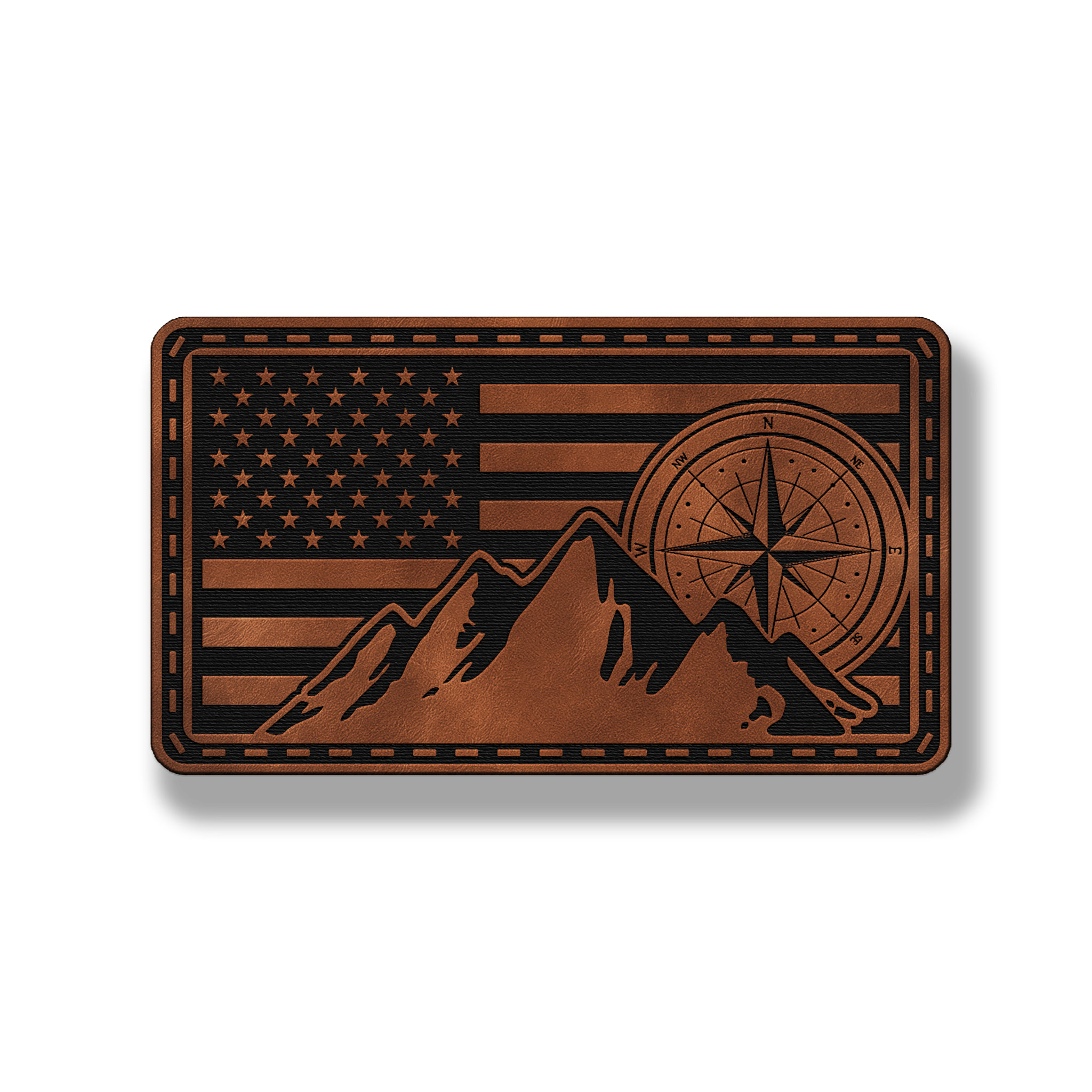 American Compass Mountain Flag – Leatherette Morale Patch – PatchBuilt