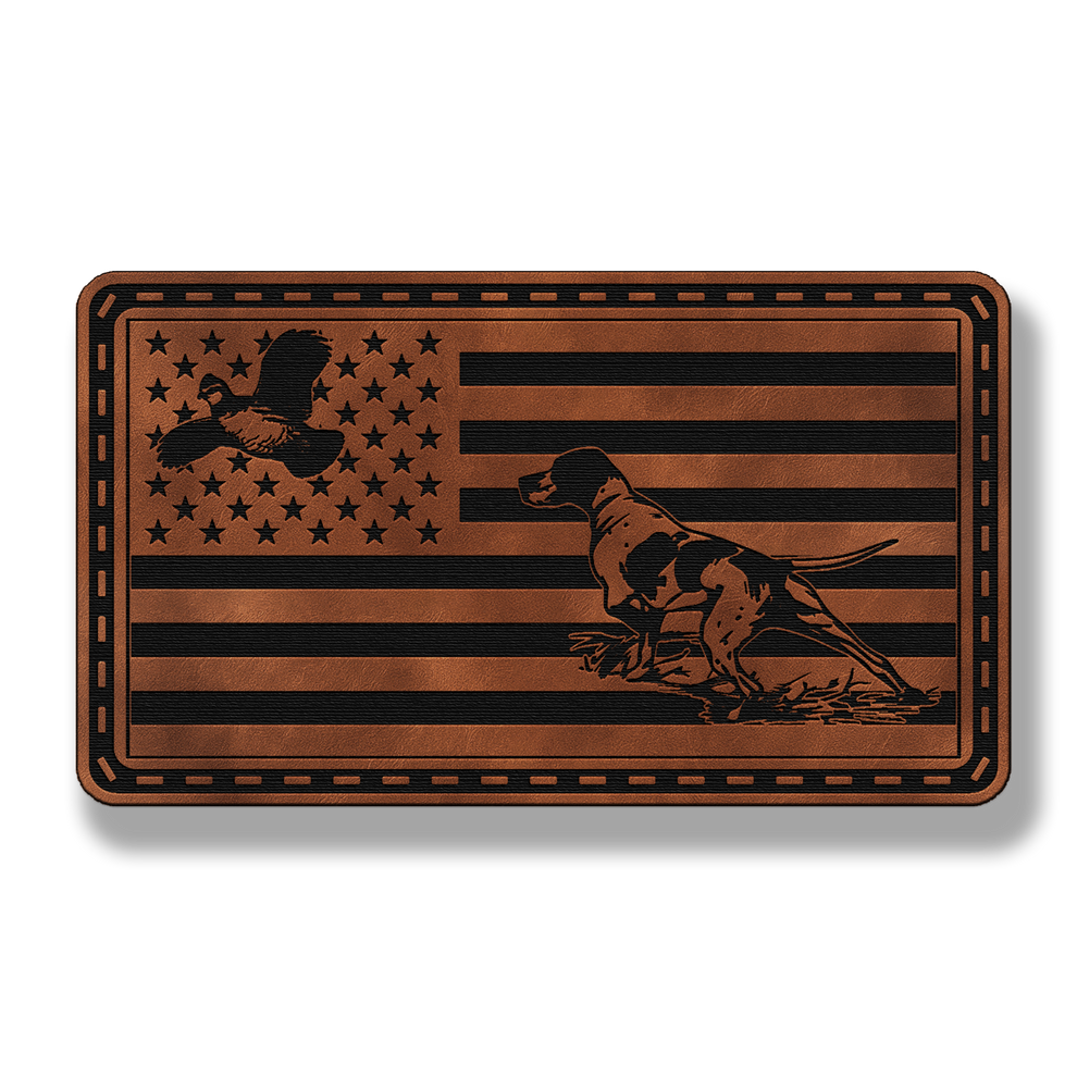 Pointer & Quail Flag Patch – Leatherette Morale Patch – PatchBuilt